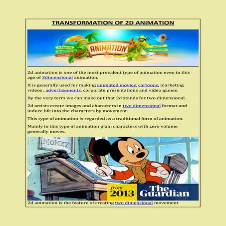 TRANSFORMATION OF 2D ANIMATION | PDF