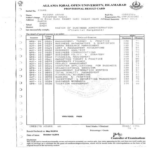 Education_MBA_Transcript_Finance | PDF