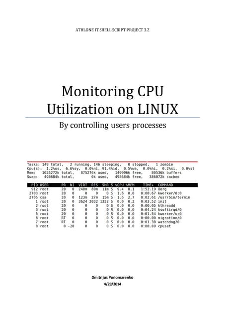 Monitoring Cpu Utilization On Linux Shell Script Project Pdf 7441