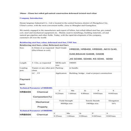 Deformed Steel Bar -two | DOC | Industrial Property | Real Estate