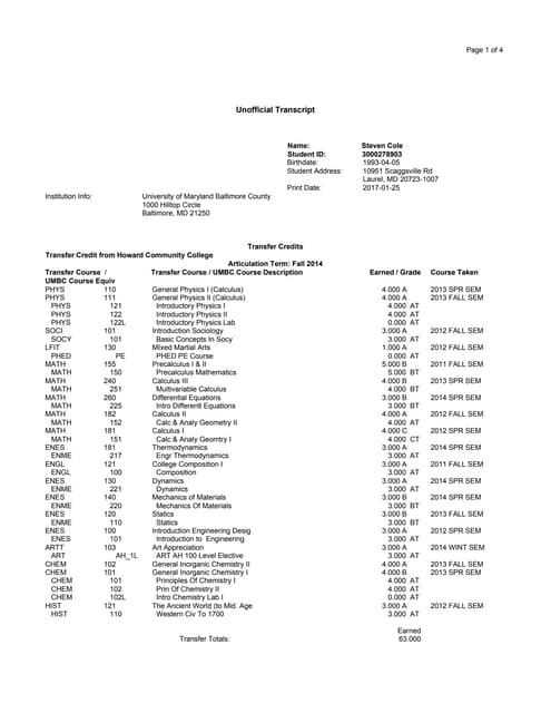 UnofficialTranscript | PDF