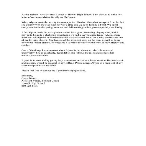Alyssa's recommendation letter | DOC
