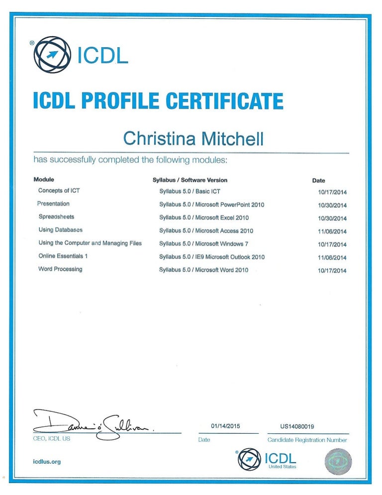 ICDL Certificate