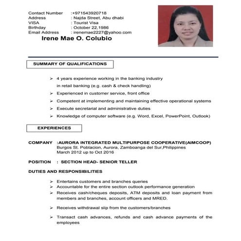 irene mae new cv | DOC