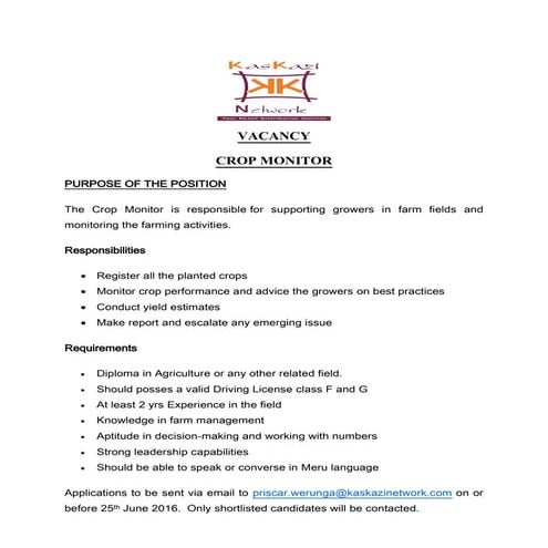 Crop Monitors | PDF | Agriculture | Industries