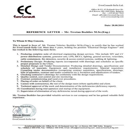 Reference Letter - Evroconsult | PDF