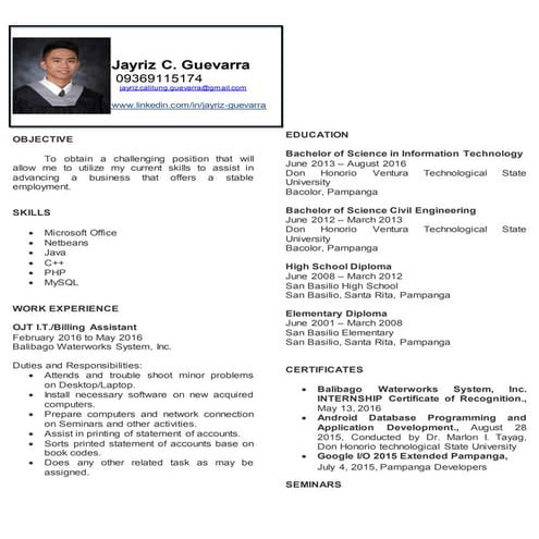 Jay Belonghilot Resume with 2x2 | DOCX