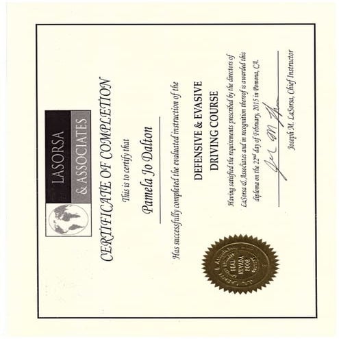 Lasorsa Defensive and Evasive Driving Certificate | PDF