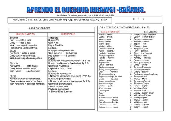 Palabras quechua aymara 2014 | PDF