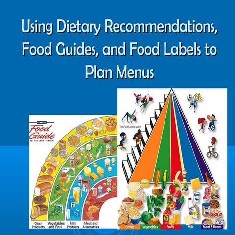 Dietary Recommendations, Food Guides, and Food Labels to Plan Menus | PPT