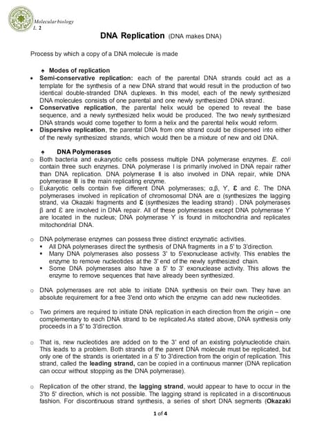 Various model of DNA replication | PDF