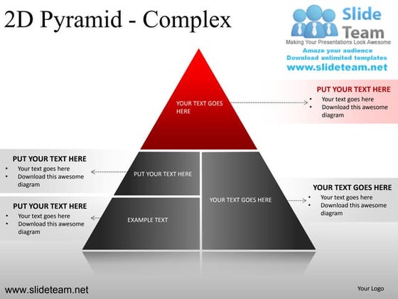 2d pyramid stacked shapes chart simple powerpoint presentation slides. | PPT