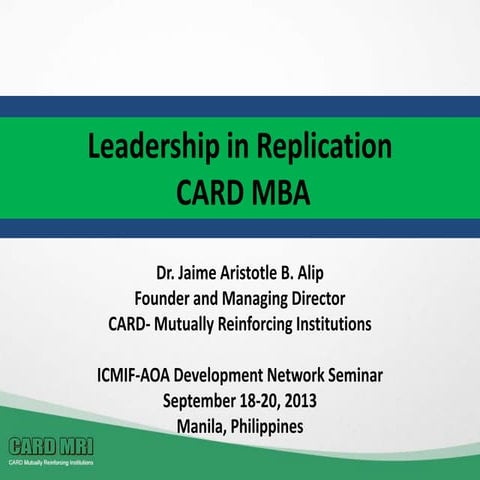 Leaderhsip in Replication: CARD MBA | PPT