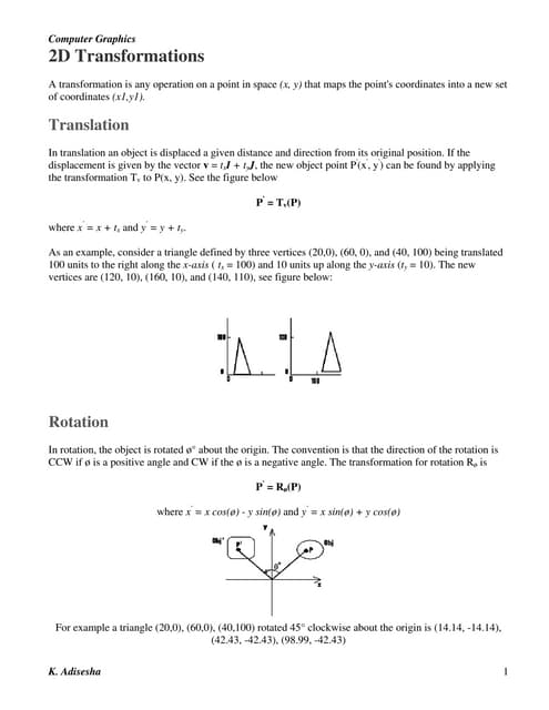 2D transformation (Computer Graphics) | PPT | Graphics Software | Computer Software and Applications