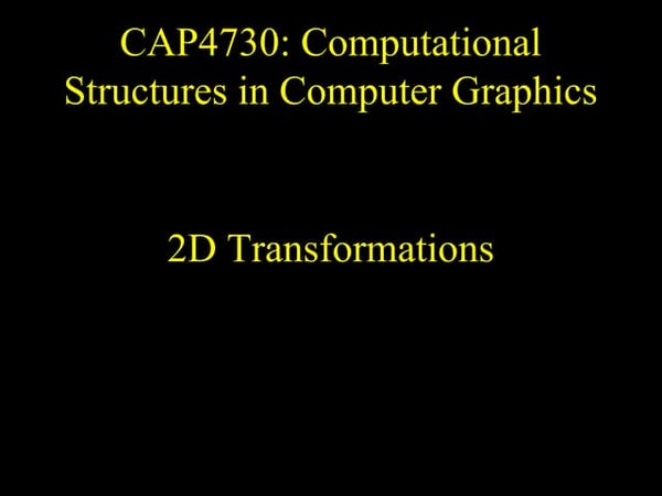 Computer Graphics Transformations