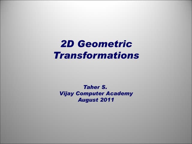 Computer graphics basic transformation | PPTX