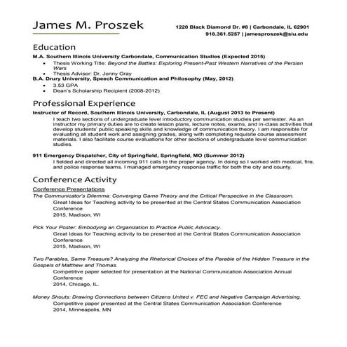 James M. Proszek CV | PDF