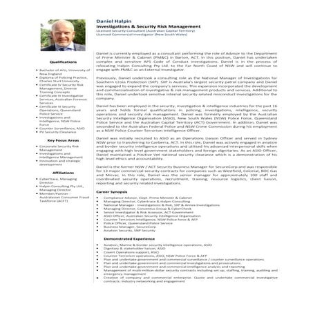 Daniel Halpin Professional Biography | PDF