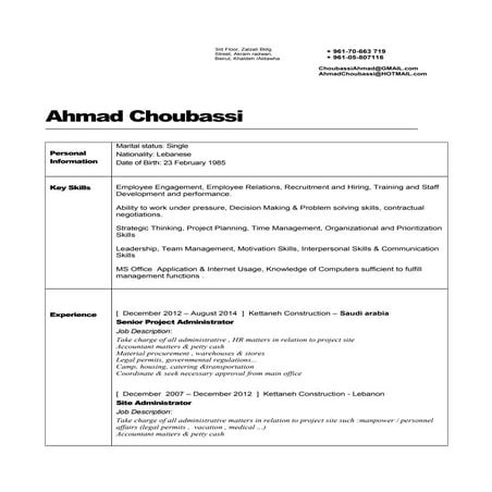 AHMAD CHOUBASSI CV | DOC