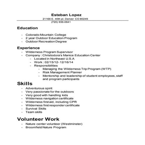 ResumeP.1 | DOCX | Education