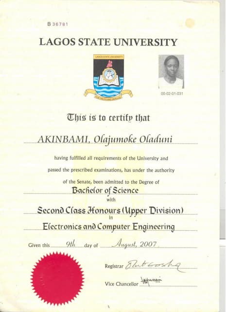Olajumoke Akinbami - NYSC Certificate | PPT