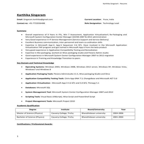 Karthika Singaram_Resume | PDF