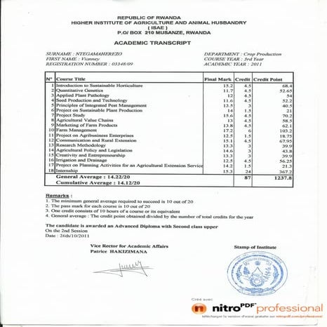 Transcript 3rd year | PDF
