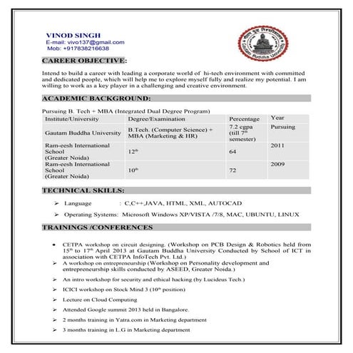 Vinod_Singh_(RESUME) | PDF