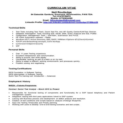 Neil Routledge CV | DOCX