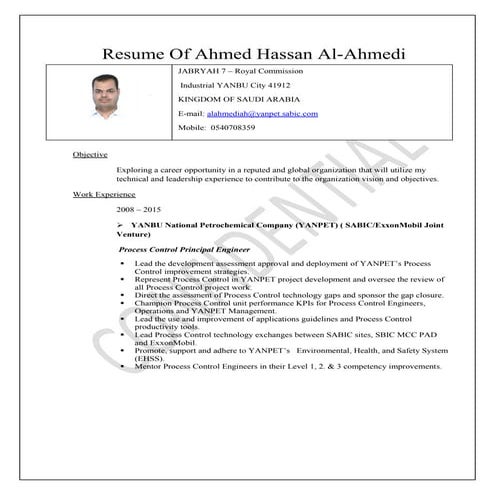 Resume Of Ahmed H Al-Ahmedi5 | PDF