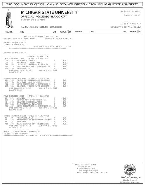 Purdue Transcript