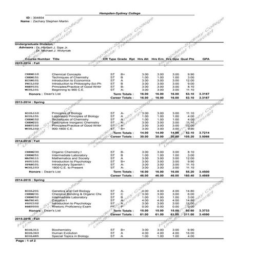 NC State Official Final Transcript | PDF