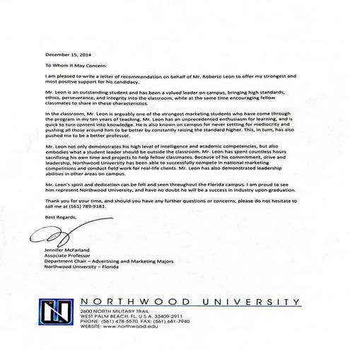 Leter of recommendation | PDF