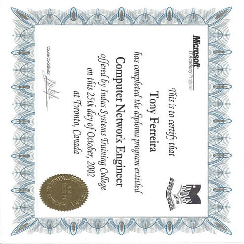 Tony Ferreira - Humber College - Certificate | PDF