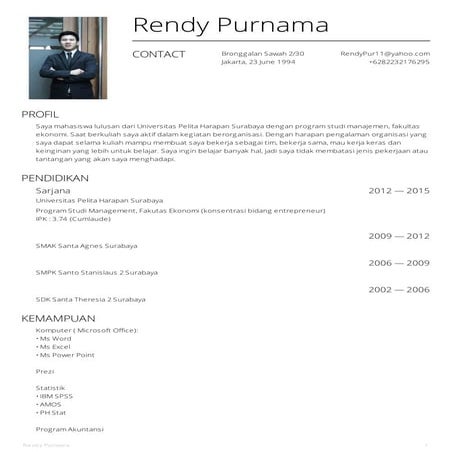 Rendy CV, Transkrip Akademik, Transkrip non Akademik & Surat Keterangan | PDF