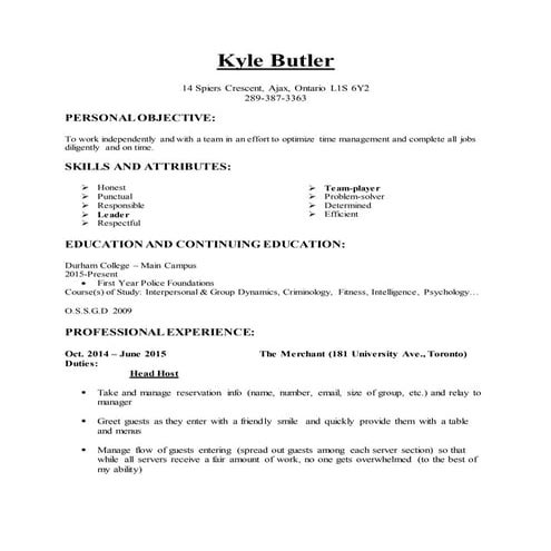 Kyle Butler Resume | DOCX | Careers