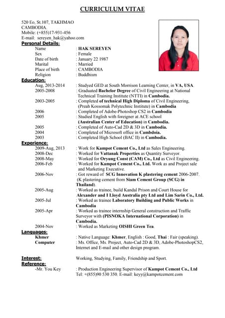 Sai Nay Myo Zaw(CV Form) | DOC | Buddhism | Religion & Spirituality