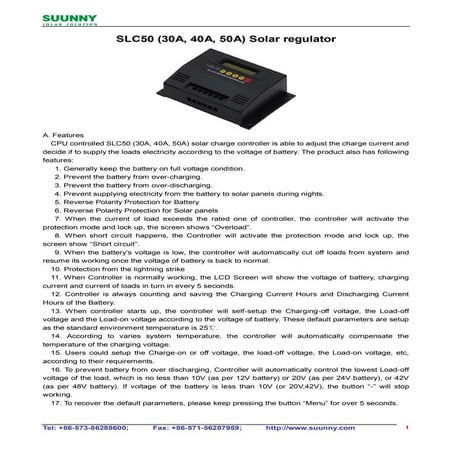 SLC50 solar system controller | PDF | Consumer Electronics | Technology & Computing