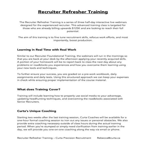 Recruiter Refresher Training | PDF