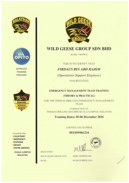 SIRIM Internal Audit Certification | PDF