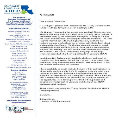 Reference letter HOSA | PDF