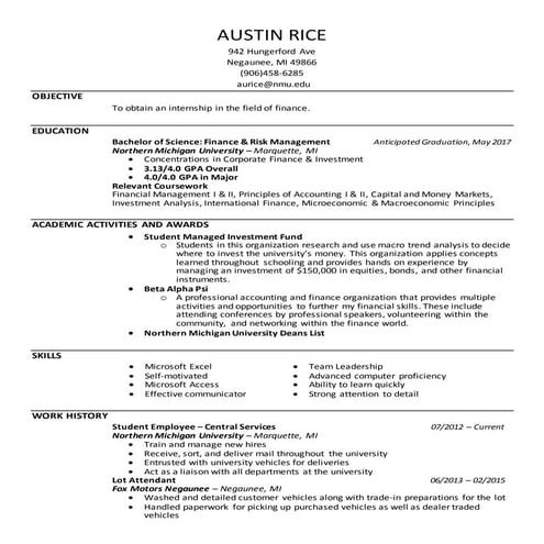 Austin Rice Resume | DOCX
