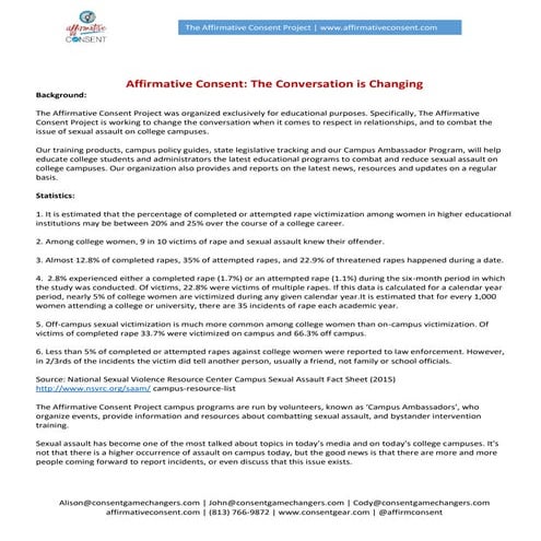 The Affirmative Consent Project _ Narrative | PDF