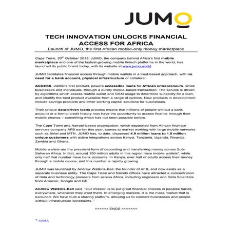 JUMO PRESS RELEASE Oct2015 | PDF