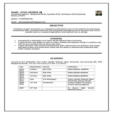 jithu resume | PDF