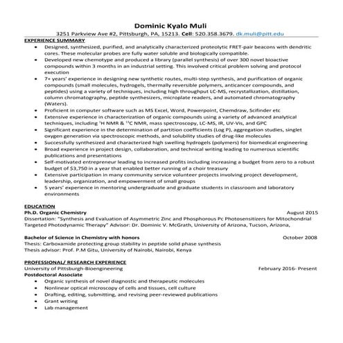 Dominic Muli Resume | DOC