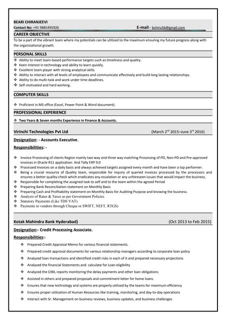 Resume for MIS Executive | PDF