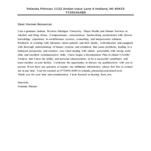 Dear Human service resume for Michigan2016 | PDF