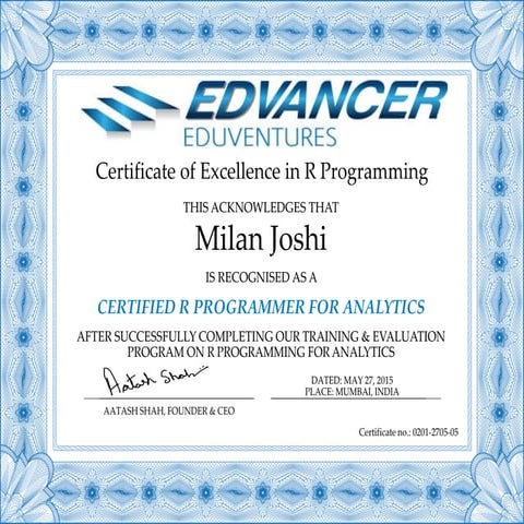 Milan Joshi _Edvancer_R Programer | PDF