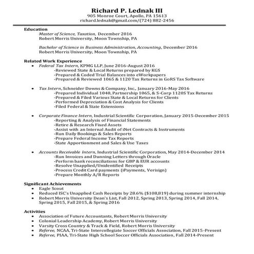 Richard Lednak's Resume | DOCX